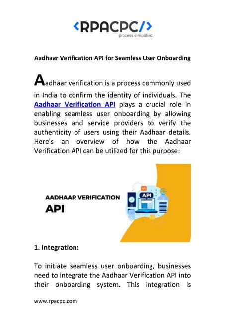 Aadhaar Verification Api For Seamless User Onboardingdocx