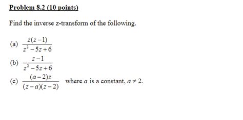 Solved Problem Points Find The Inverse Z Transform Chegg Com