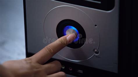 Hand Pressing Power Button Desktop Computer Modern Personal Computer Technology Stock Video
