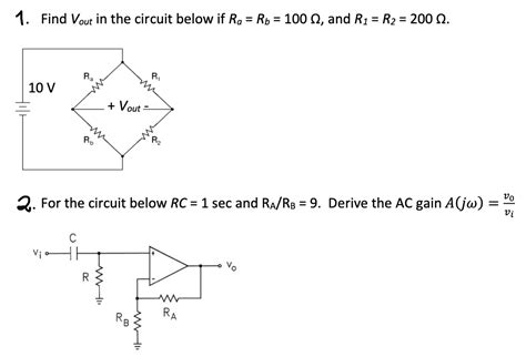 solved 1 find vout in the circuit below if ra rb 100Ω and