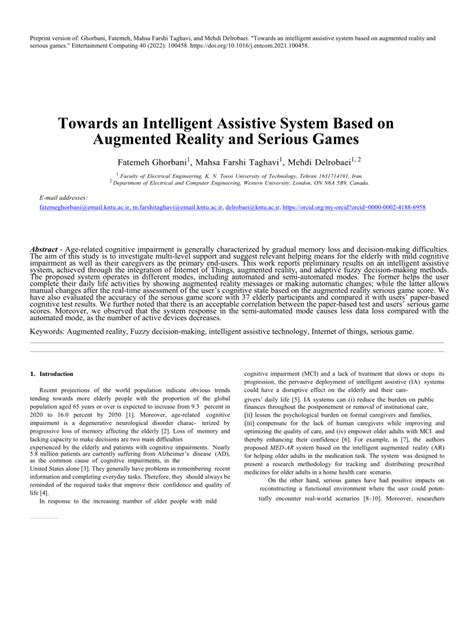 Pdf Towards An Intelligent Assistive System Based On Augmented