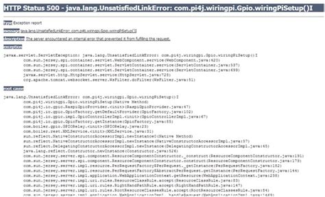 Java Raspberry Pi And Tomcat Pi4j Unsatisfied Link Error Stack