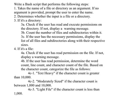 Solved Write A Bash Script That Performs The Following