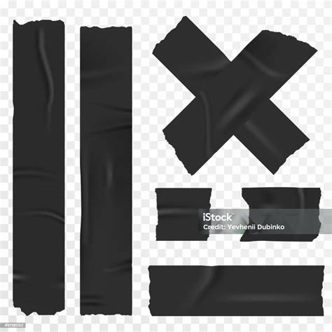 접착제 테이프 투명 배경 설정입니다 현실적인 덕트 테이프 스카치 줄무늬 개체 그룹에 대한 스톡 벡터 아트 및 기타 이미지 개체 그룹 건강관리와 의술 검은색 Istock