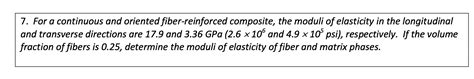 Solved 7 For A Continuous And Oriented Fiber Reinforced