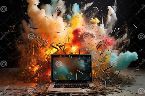 Loud Computer Desktop Exploding Generate Ai Stock Image Image Of