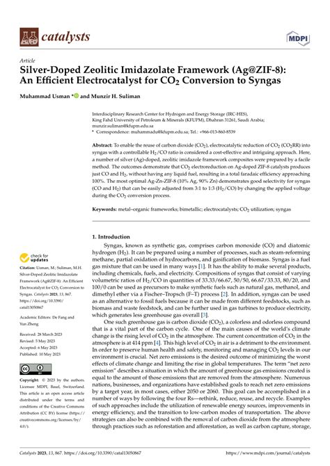 Pdf Silver Doped Zeolitic Imidazolate Framework Ag Zif 8 An Efficient Electrocatalyst For