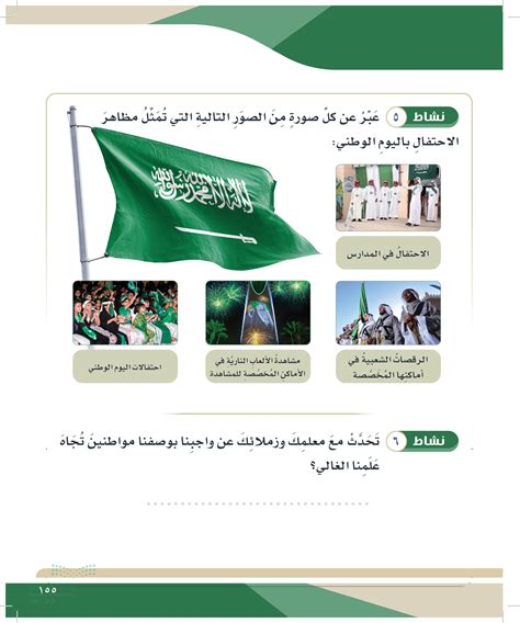 عبر عن كل صورة من الصور التالية التي تمثل مظاهر الاحتفال باليوم الوطني
