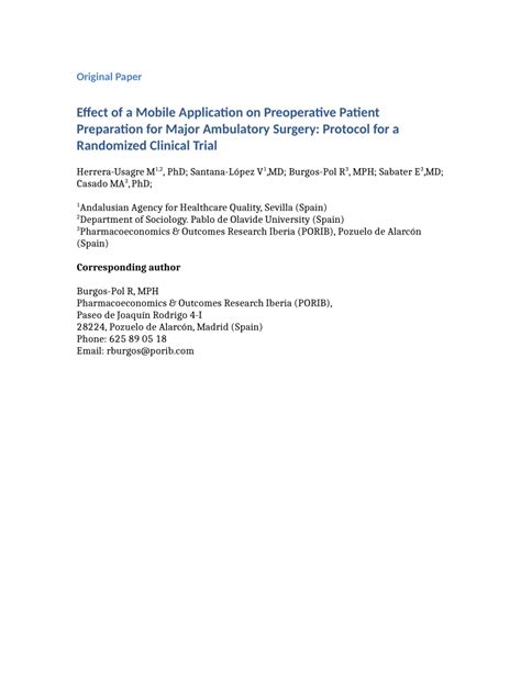 Pdf Effect Of A Mobile Application On Preoperative Patient Preparation For Major Ambulatory