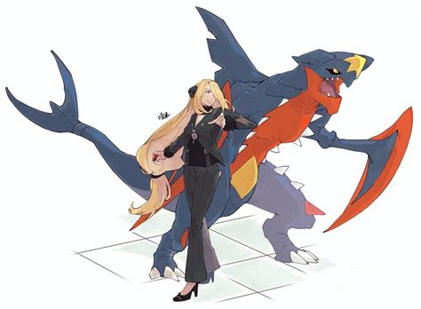 Cynthia Garchomp And Mega Garchomp Pokemon And More Drawn By Sakuremi Danbooru
