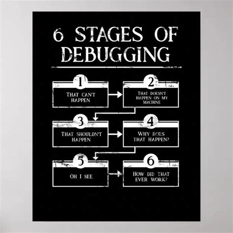 Coding 6 Stages Of Debugging Computer Programming Poster Zazzle