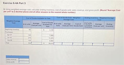 Solved Exercise 6 4A Calculate Inventory Amounts When Costs Chegg Com