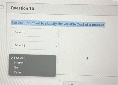 Solved Use The Drop Down To Classify The Variable Cost Of A