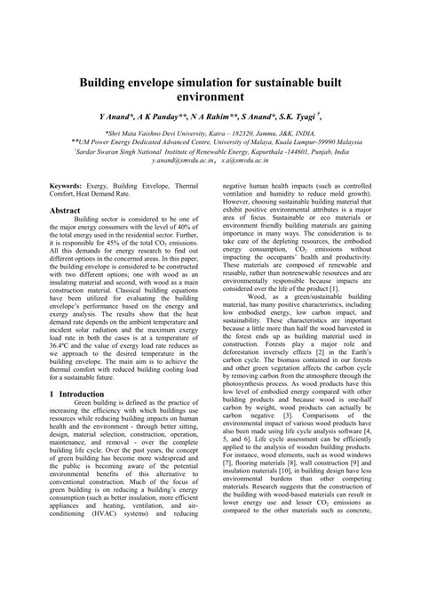 Pdf Building Envelope Simulation For Sustainable Built Environment