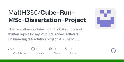 GitHub MattH360 Cube Run MSc Dissertation Project This Repository Contains Both The C
