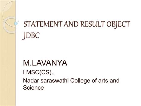 Statement And Result Object Jdbc Ppt