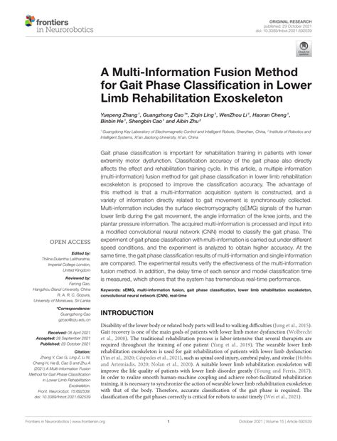Pdf A Multi Information Fusion Method For Gait Phase Classification