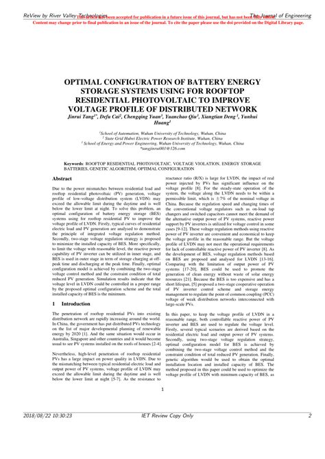 Pdf Optimal Configuration Of Battery Energy Storage Systems Using For Rooftop Residential