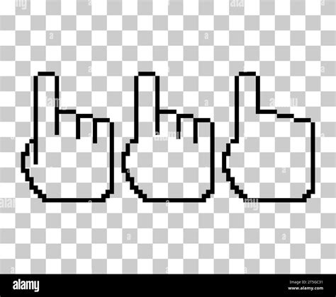 set of finger pixel icon web cursor click mouse symbol computer