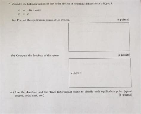 Solved 7 Consider The Following Nonlinear First Order