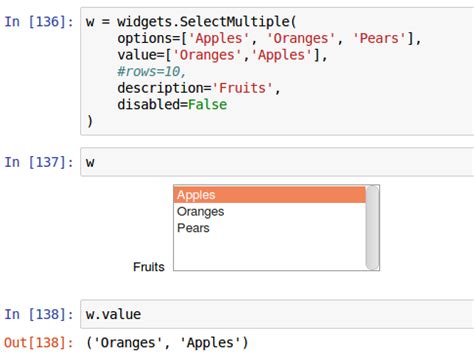 SelectMultiple Dont Show All Selected Value Issue Jupyter Widgets Ipywidgets GitHub