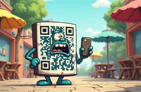 Close Up Funny Cartoon Of A Qr Code At 20 1 2025 Stock Illustration Illustration Of Cafacopy