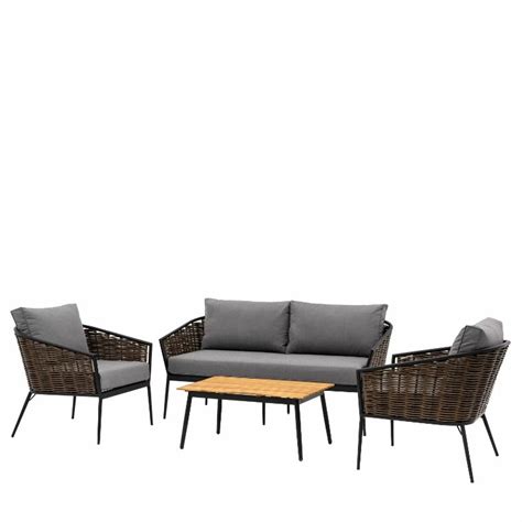 Modern Miro Garden Set With Sofa Armchairs And Table