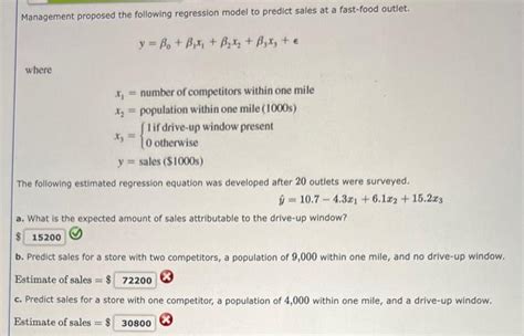 solved management proposed the following regression model to