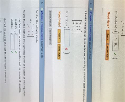 Solved Solve The Homogeneous Linear System Corresponding To Chegg Com