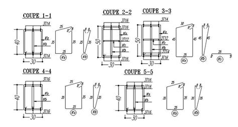 Reinforcement Details Of Beam Section In Autocad 2d Drawing Cad File Dwg File