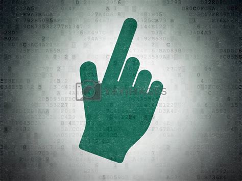 Social Media Concept Mouse Cursor On Digital Data Paper Background By Maxkabakov Vectors