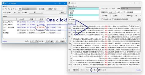 kh coder クロス集計表のセルをクリックすれば、同じ「＊友情」でも、物語の上・中・下のうち下ではどんな描かれ