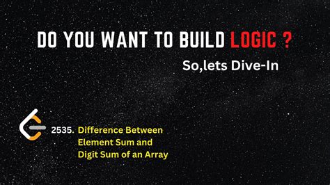2535 Difference Between Element Sum And Digit Sum Of An Array Leetcode Youtube