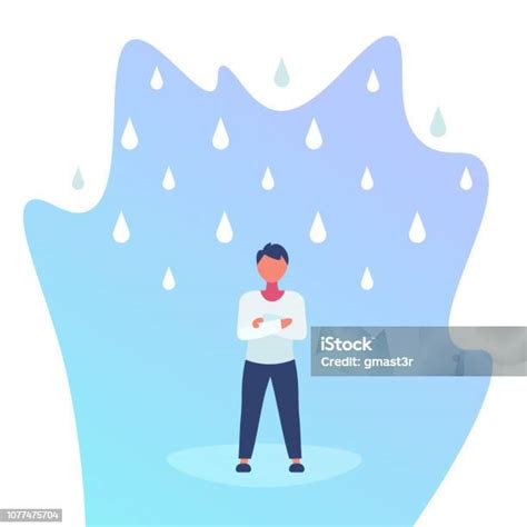 비 구름 비오는 날 문제 개념 전체 길이 평면 아래 서 보호 되지 않은 사람 개념에 대한 스톡 벡터 아트 및 기타 이미지 개념 걱정하는 경영자 Istock