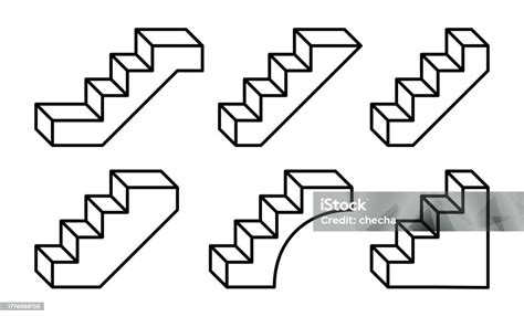 Kumpulan Ikon Tangga Atau Undakan Tangga Simbol Naik Gerakan Ke Atas Atau Kemajuan Dalam