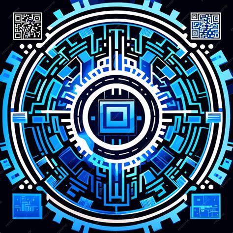 Premium Vector Qr Barcodeblue Circuit Board Digital Qr Code Vector