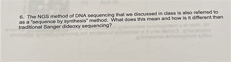 solved the ngs method of dna sequencing that we discussed in