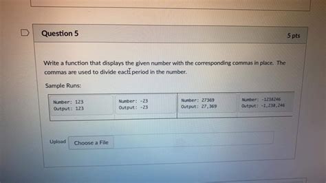 Solved Questions 5 Write A Function That Displays The Given