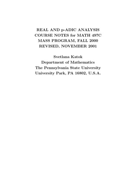 Real And P Adic Analysis Pdf Real Number Metric Space