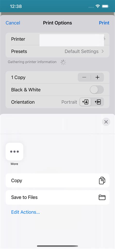 save file option is not available during print in ios below 15 version