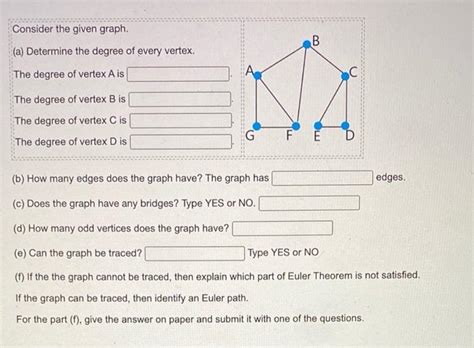 Solved Consider The Given Graph B A Determine The Degree Chegg Com