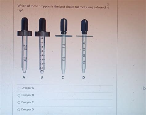 Solved Which Of These Droppers Is The Best Choice For