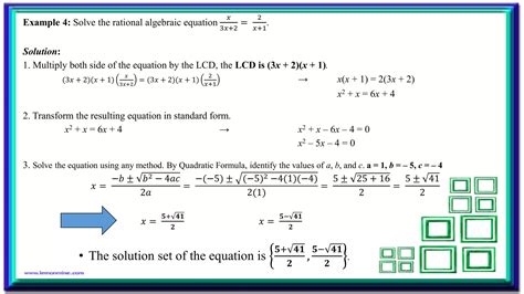 solving equations transformable to quadratic equation including