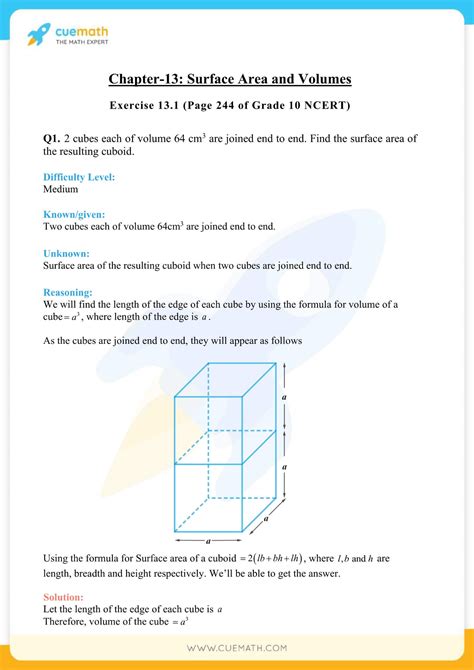 Ncert Solutions Class 10 Maths Chapter 13 Exercise 131 Surface Area