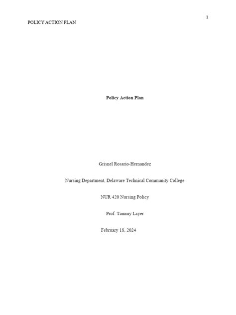 Policy Action Plan Grisnel Rosario Pdf Prescription Drugs Health Sciences