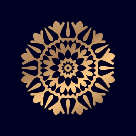 어두운 배경에 무늬가 있는 금색 원 프리미엄 벡터