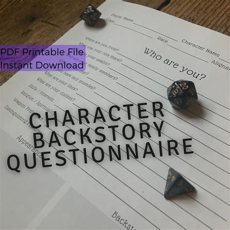 DND Character Questionnaire For New Players And Or Fresh Campaigns PDF Printable File Etsy
