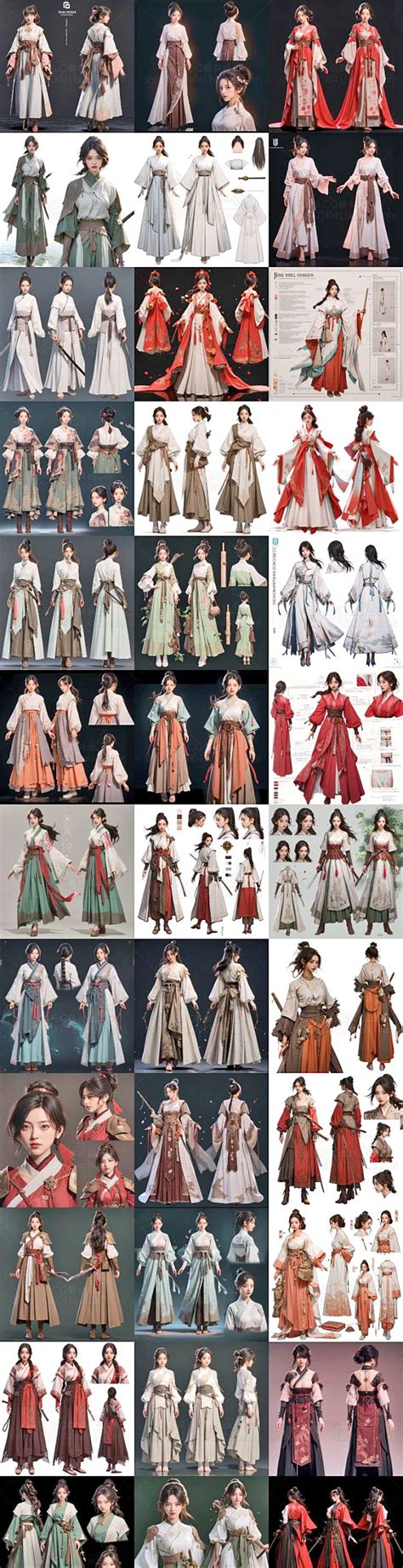 Ai古风武侠角色插画素材 国风人物服装设计 影视游戏角色概念设定 花瓣网