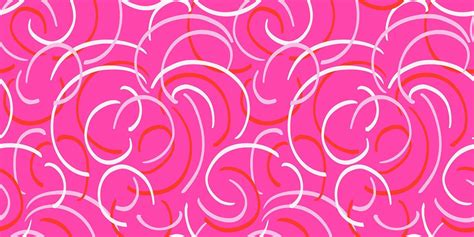 Vibrant Seamless Pattern Of Abstract Organic Curves And Swirling Lines On Bold Pink Background