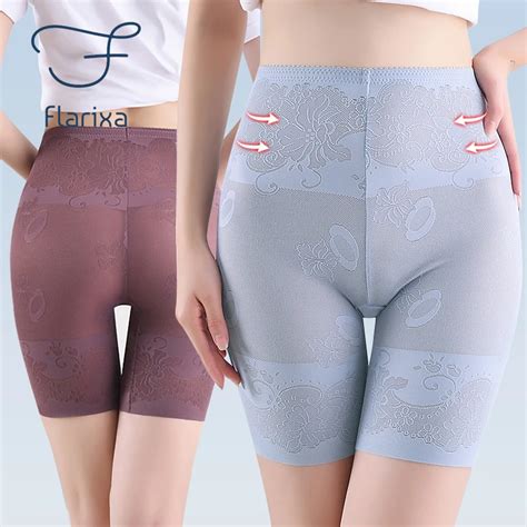Flarixa 플러스 사이즈 여성용 반바지 섹시한 레이스 복서 브리프 보호 안전 반바지 하이웨이스트 셰이퍼 팬츠 보이쇼츠